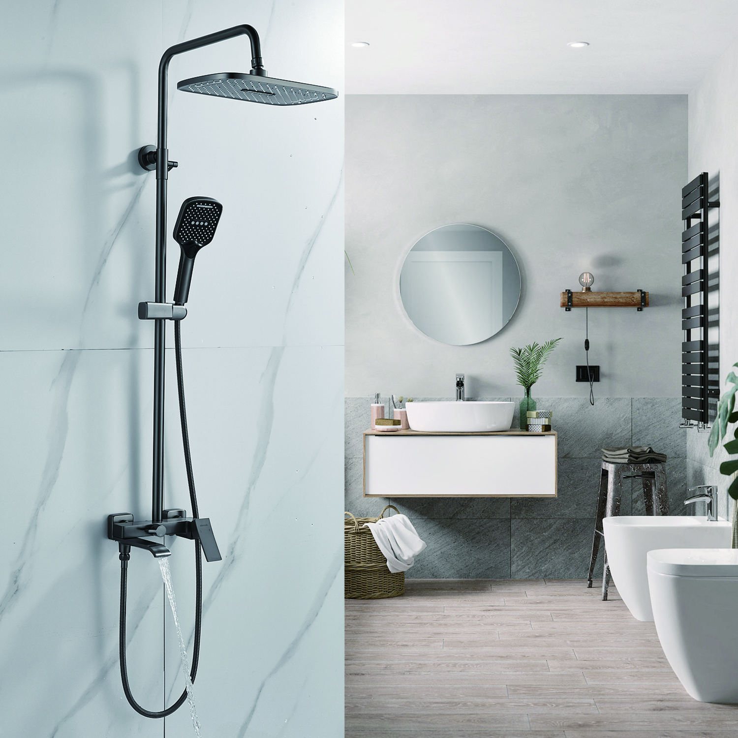 Душевая стойка со смесителем Shevanik S4036T купить в Москве - интернет-магазин ROSE